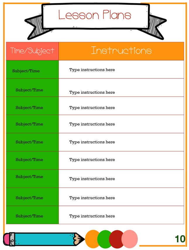 Editable Sub Binder - Polka Dots and Pencils - Amped Up Learning