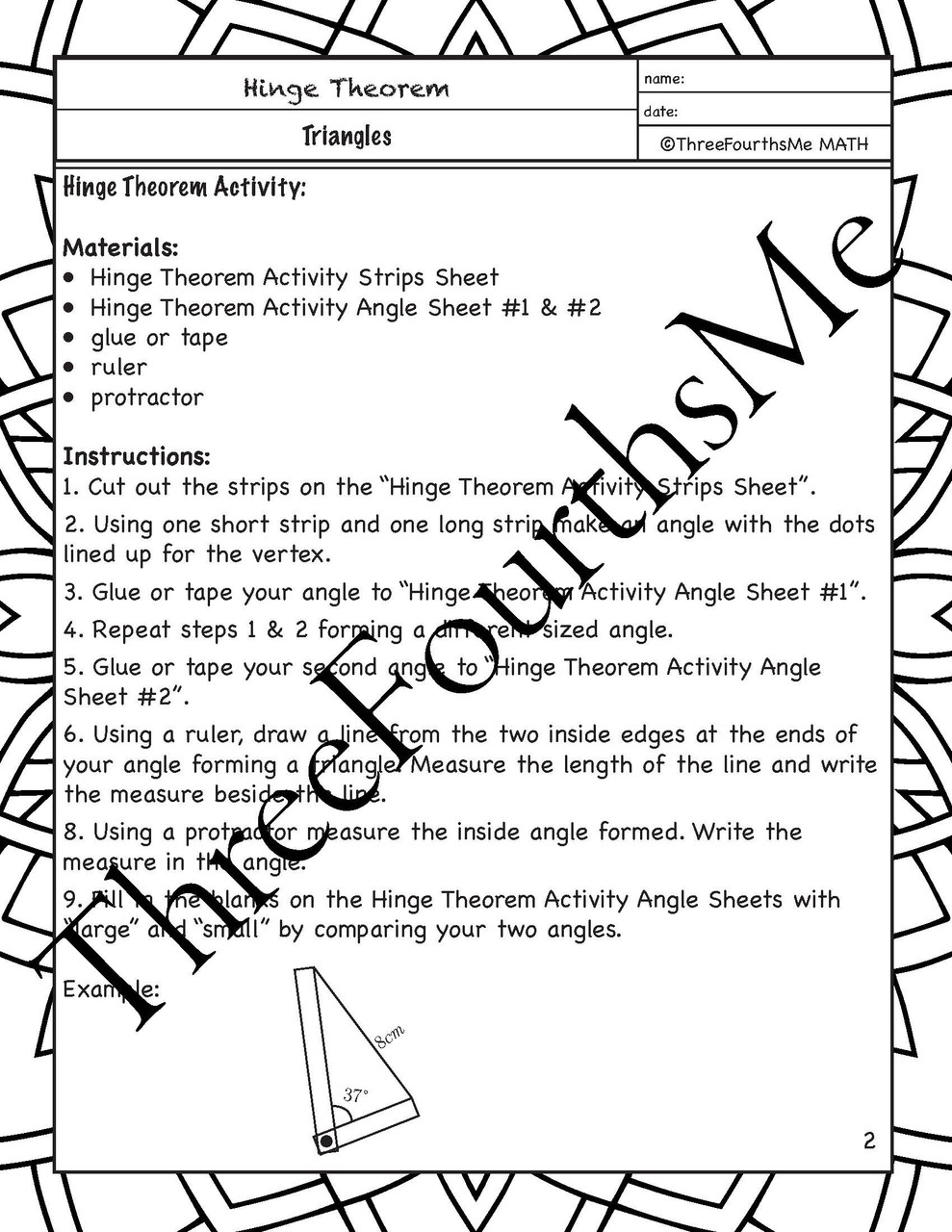 Hinge Theorem: Scaffolded Notes, Activity, and Classwork - Amped Up ...