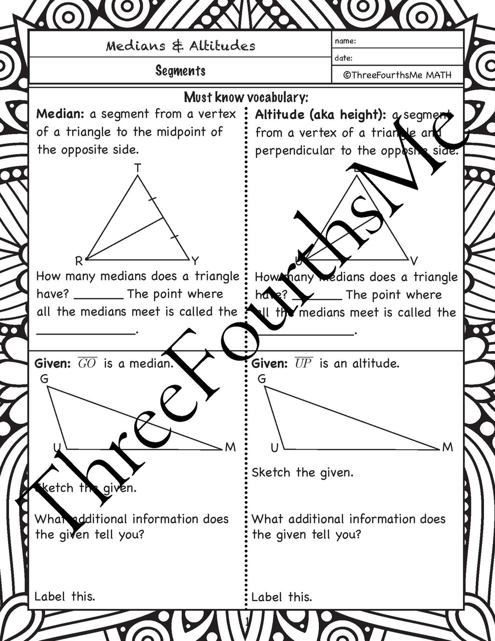 Medians and Altitudes Scaffolded Notes - Amped Up Learning