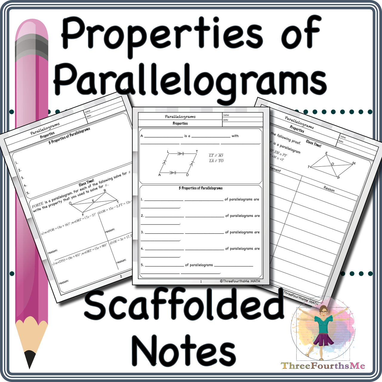 Properties of Parallelograms Scaffolded Notes - Amped Up Learning