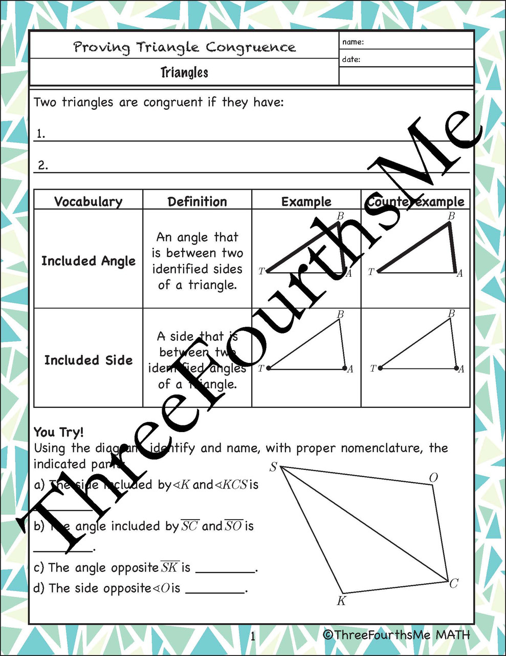 Triangle Congruency Scaffolded Notes - Amped Up Learning