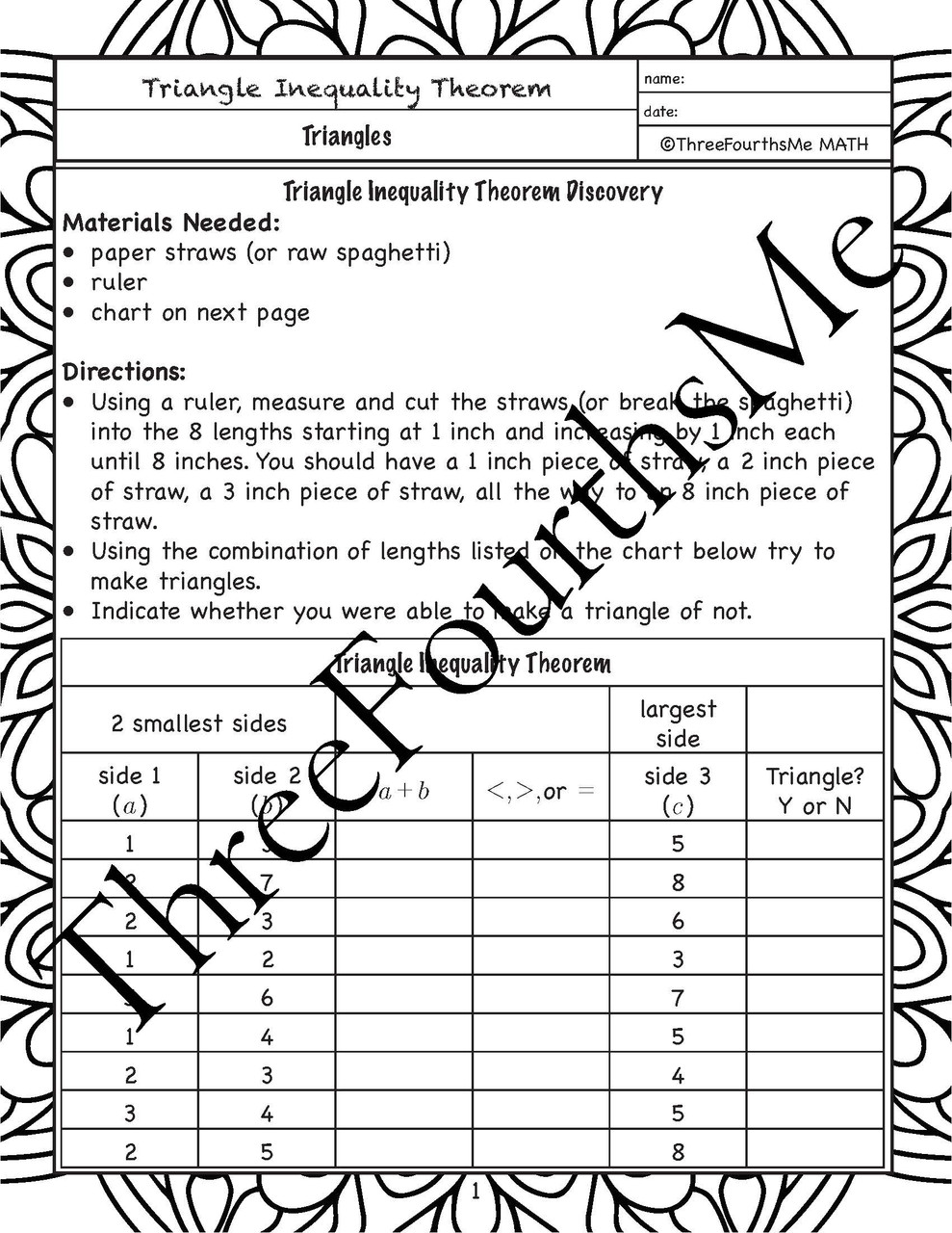 Triangle Inequality Theorem Activity with Scaffolded Notes - Amped Up ...