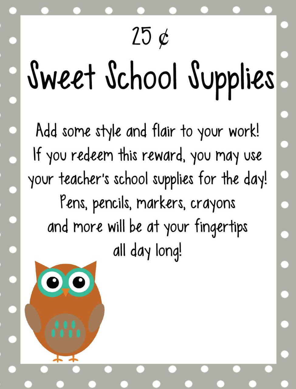 Owl Themed Classroom Rewards Catalog - Amped Up Learning