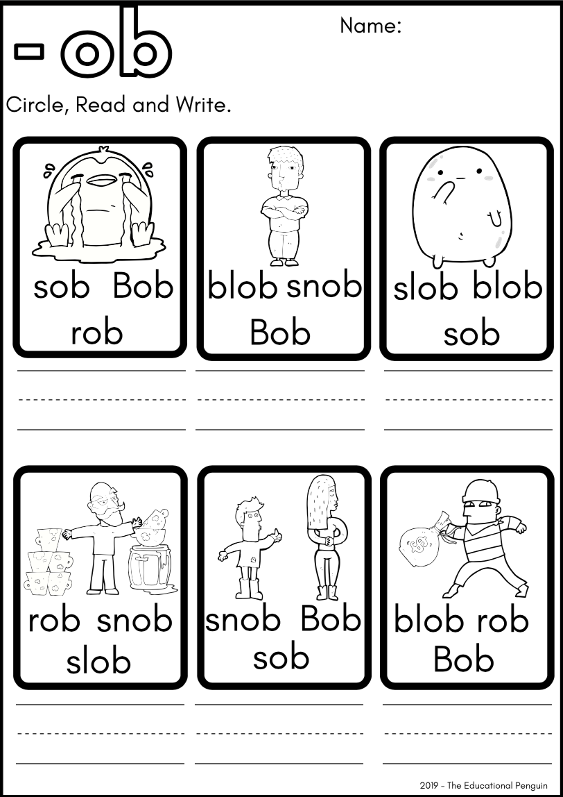 CVC Worksheet - Short 'o' and 'u' sound - Amped Up Learning