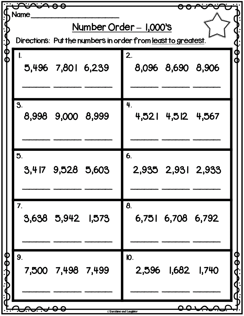 Number Order Scoot - 1,000's - Amped Up Learning