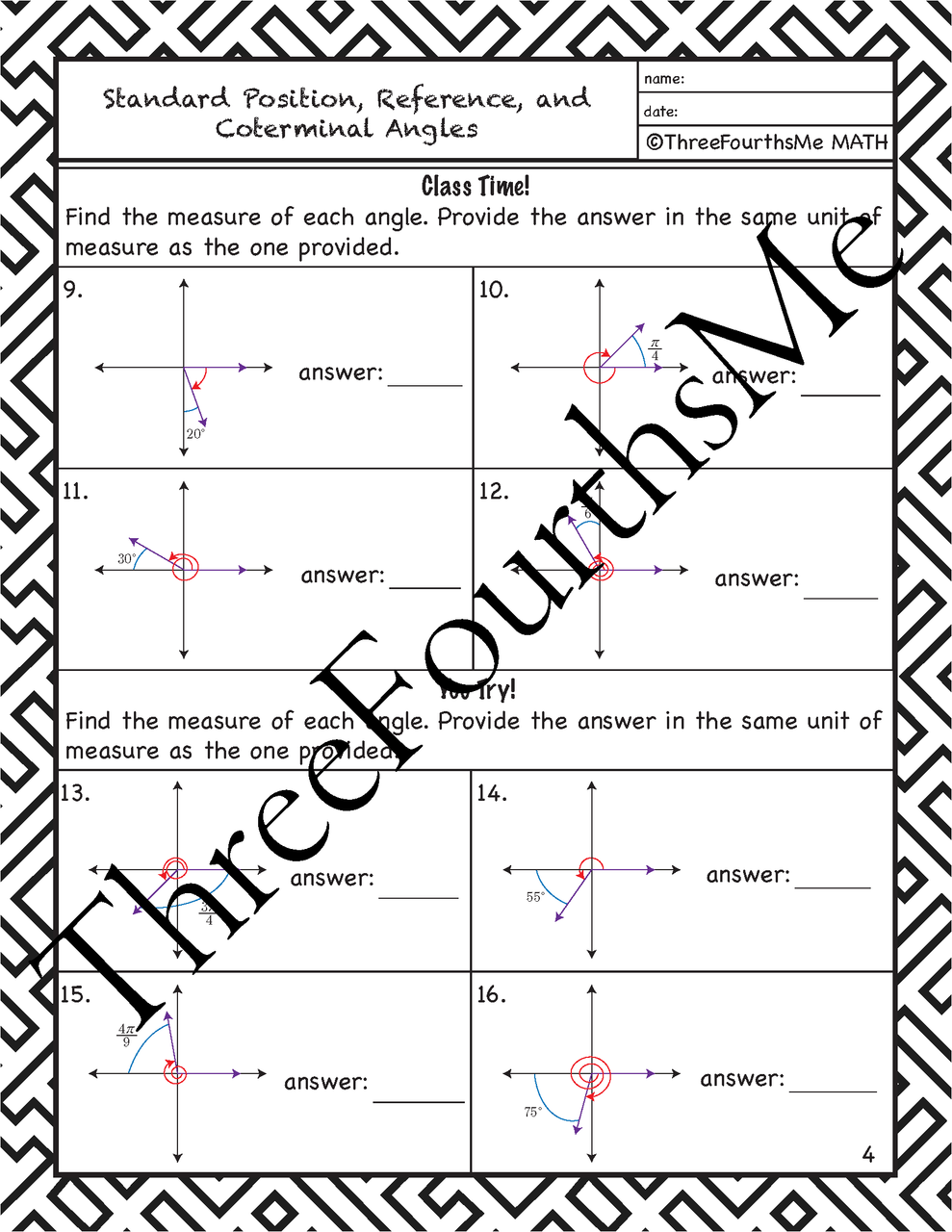 Angles in Standard Position, Coterminal, and Reference Angles ...