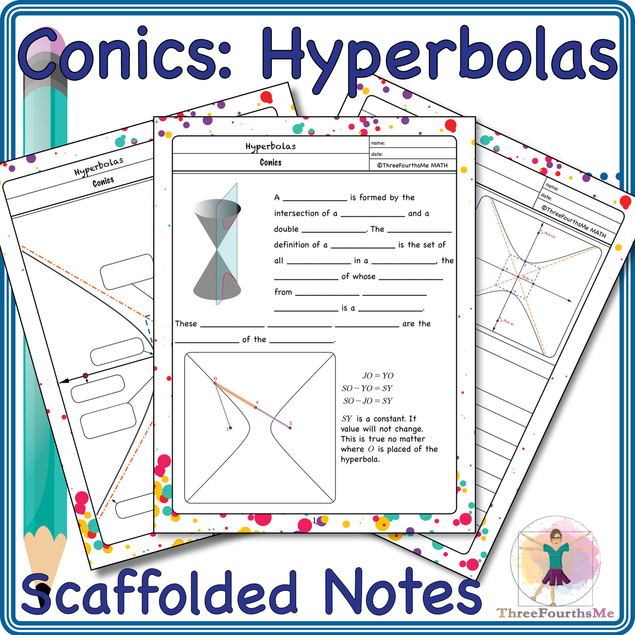 Conics: Hyperbolas Scaffolded Notes - Amped Up Learning