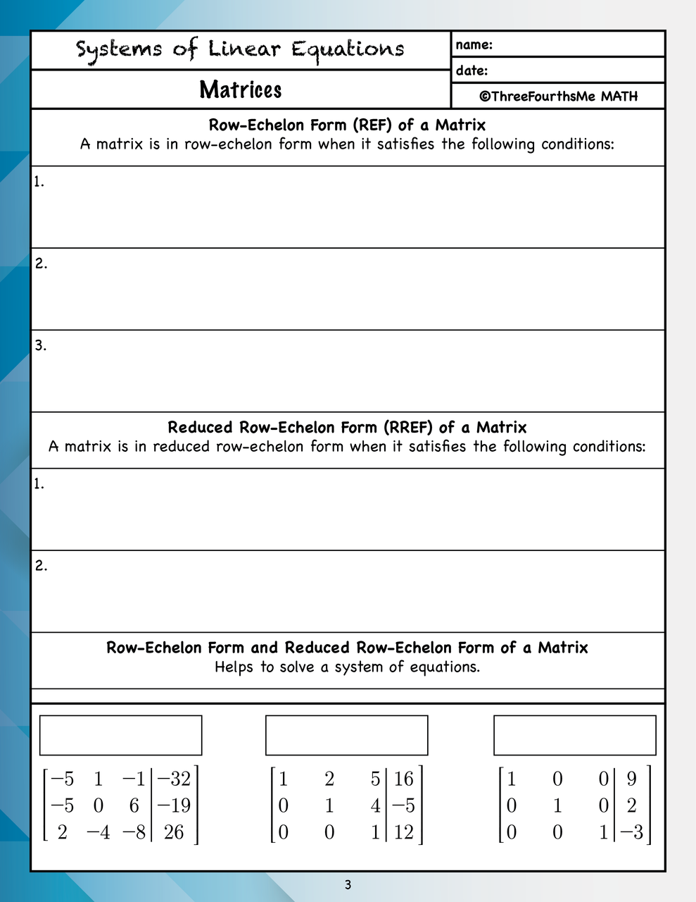 Systems of Equations: Matrices Scaffolded Notes - Amped Up Learning