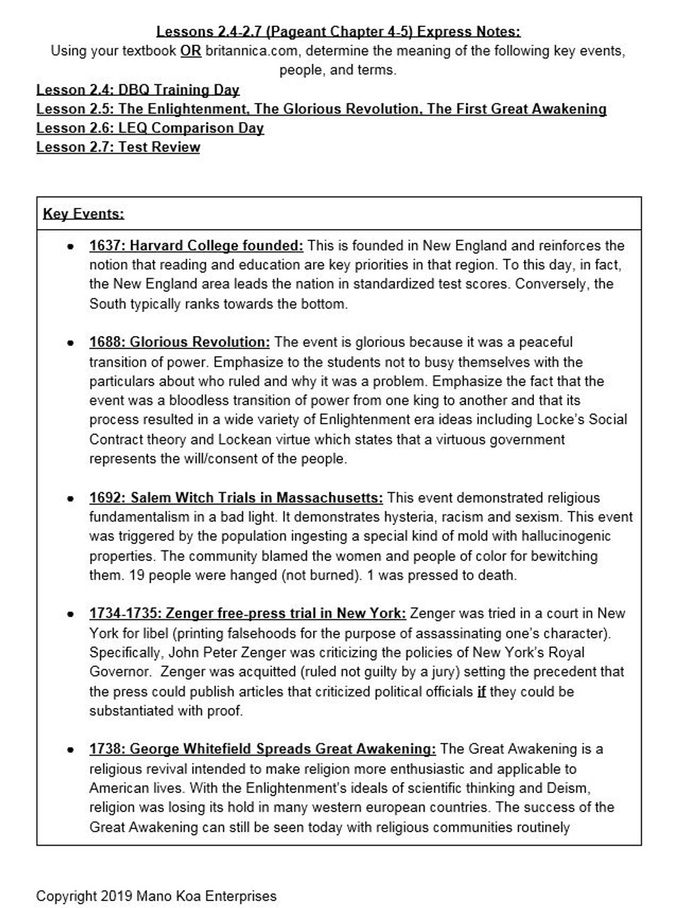 AP US History Period 2 (1607-1754) Complete Curriculum WITH DISTANCE ...