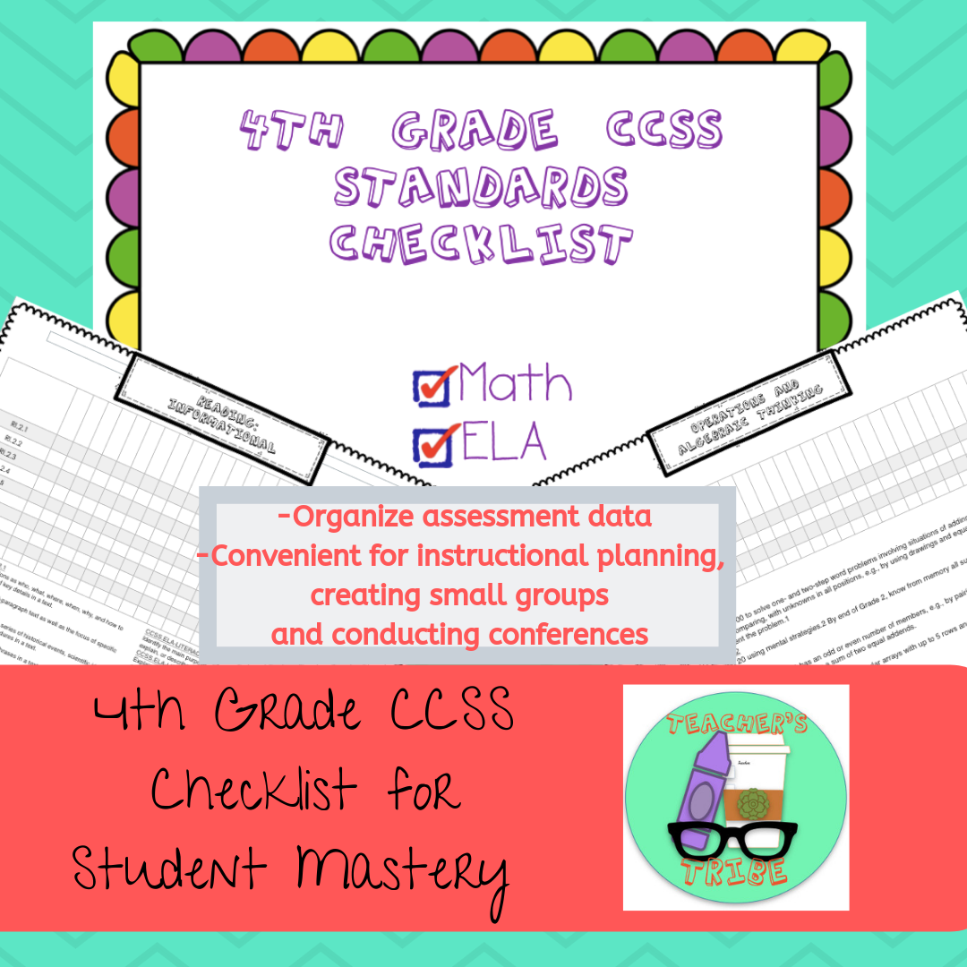 CCSS 4th Grade Standards Checklists for Student Mastery - Amped Up Learning
