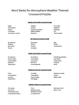 Atmosphere / Weather Crossword Puzzle Series - Amped Up Learning