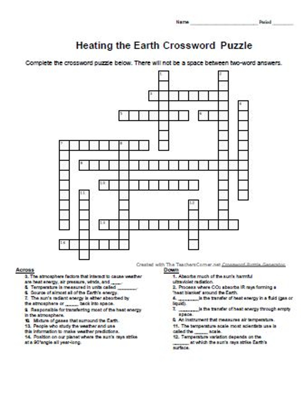 Atmosphere / Weather Crossword Puzzle Series - Amped Up Learning