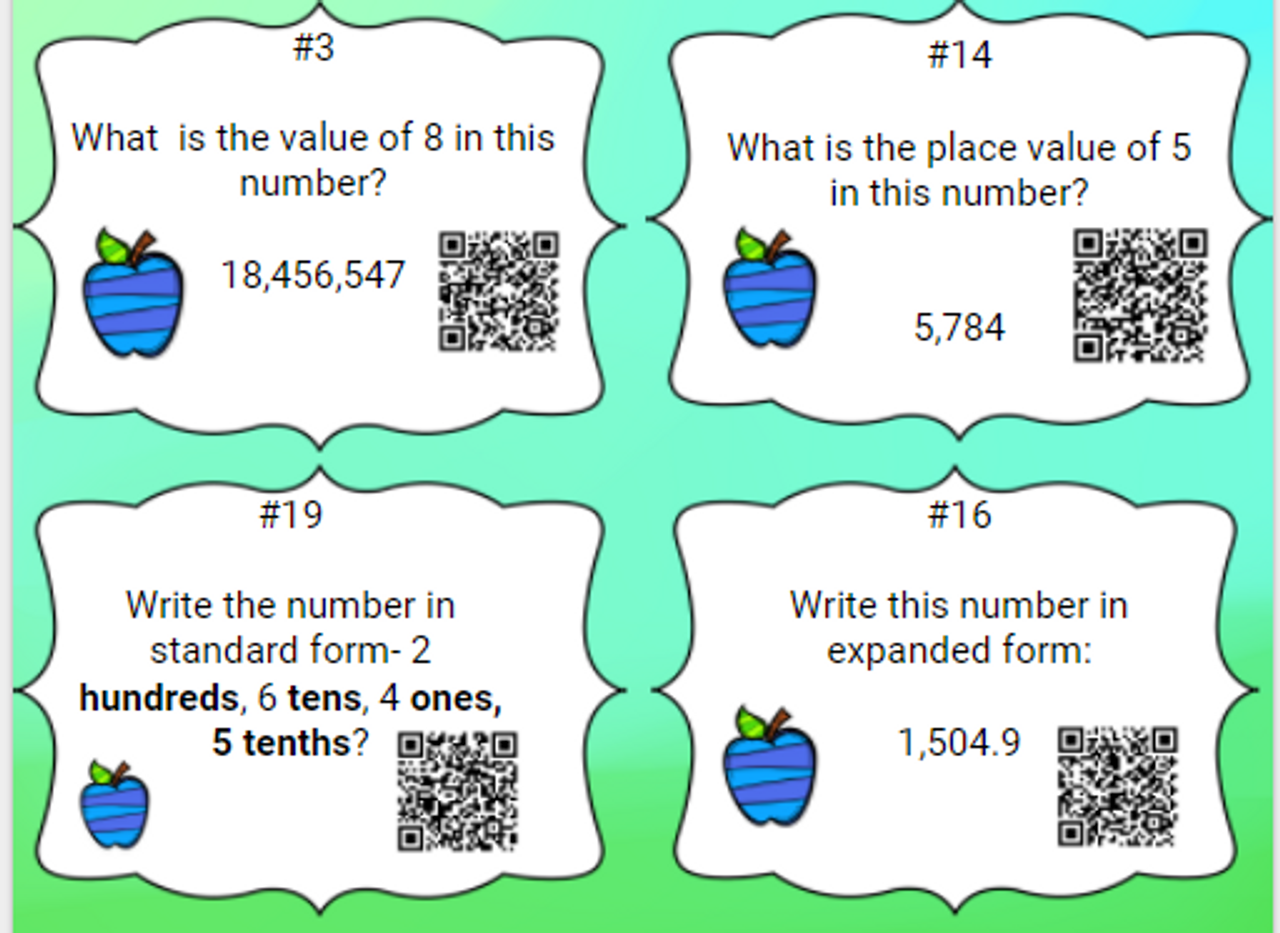 28 Whole Number & Decimal Task Cards-Standard, Word, Expanded Values w ...