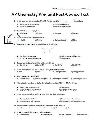 AP Chemistry Pre- and Post-Course Test - Amped Up Learning