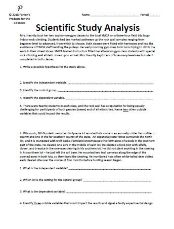 Scientific Study/Experiment Analysis Lesson - Amped Up Learning