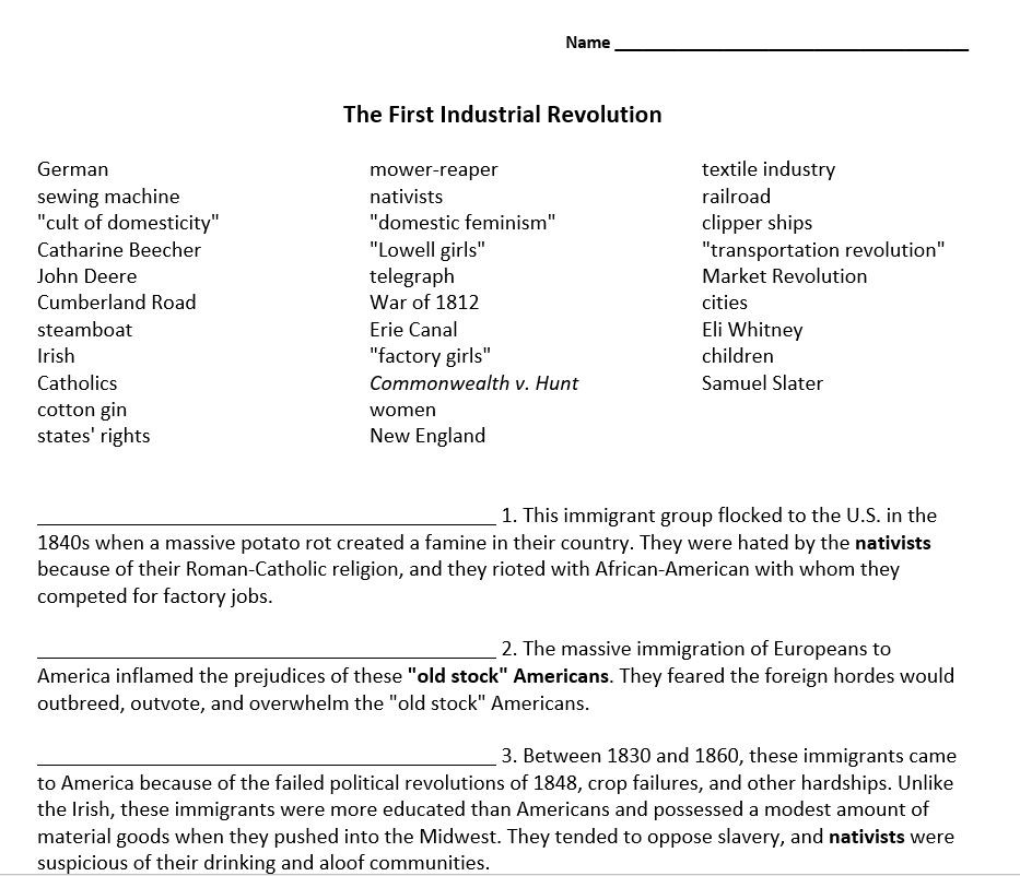 The First Industrial Revolution Newsletter - Amped Up Learning