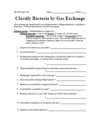 Bacterial Classification by Modes of Nutrition and Gas Exchange ...