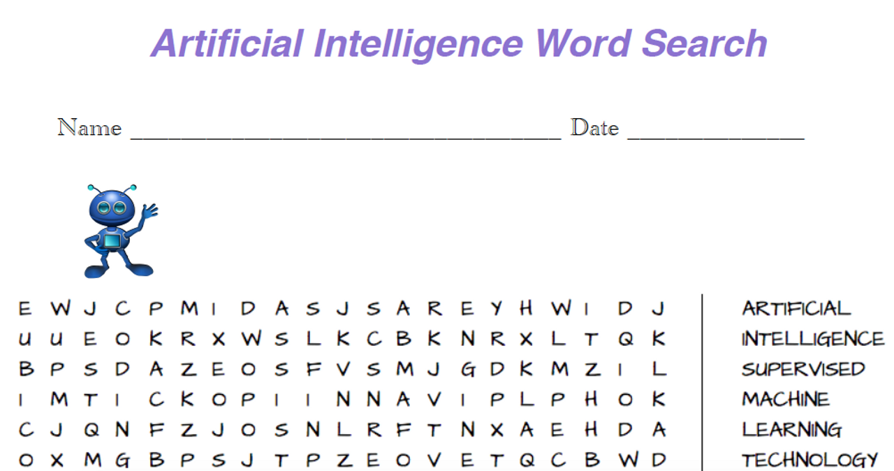 Artificial Intelligence Word Search - Amped Up Learning Artificial Intelligence Word Search - Amped Up Learning