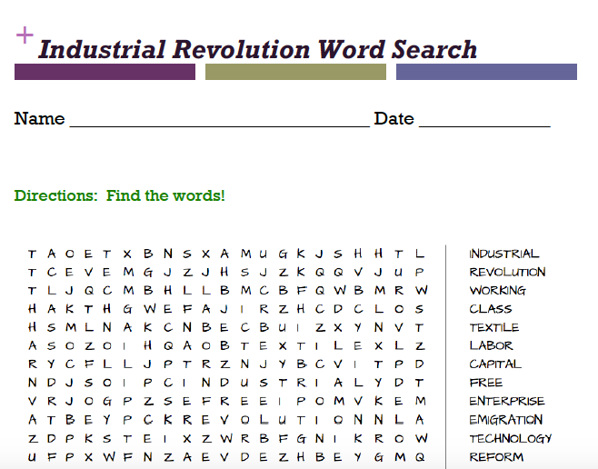 Industrial Revolution Word Search - Amped Up Learning
