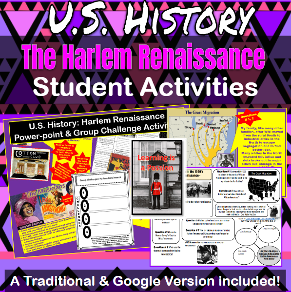 U.S. History | 1920's | Harlem Renaissance | Student Activities - Amped ...