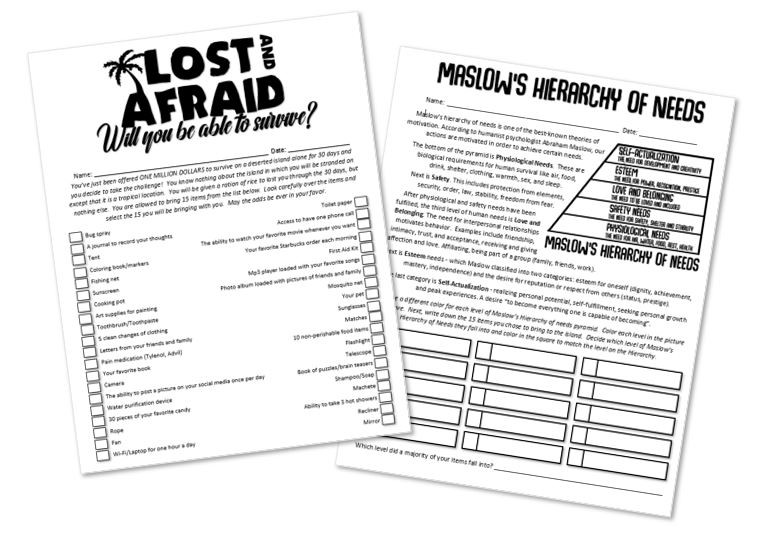Lost and Afraid- Teaching Maslow's Hierarchy of Needs- Distance ...