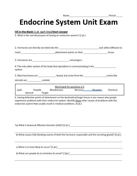 Endocrine System Unit Exam Set A-B - Amped Up Learning