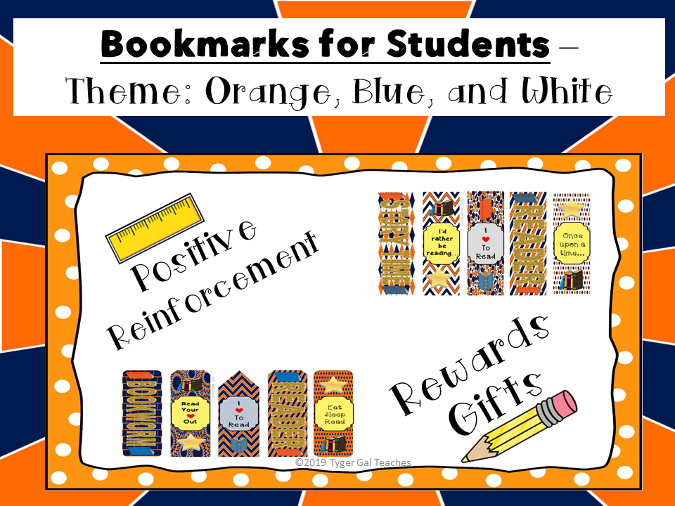 Bookmarks - Orange, Blue, and White - Amped Up Learning