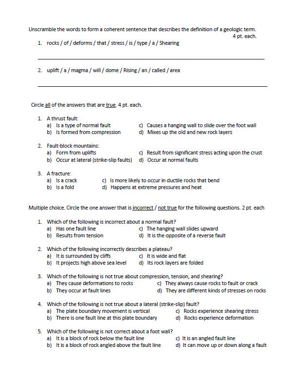 Movement and Deformation of Earth's Crust Homework Quiz - Amped Up Learning