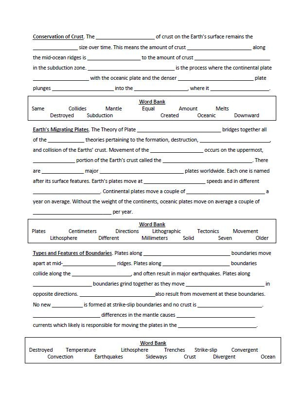 Plate Tectonics Fill-in-the-Blank Study Guide - Amped Up Learning