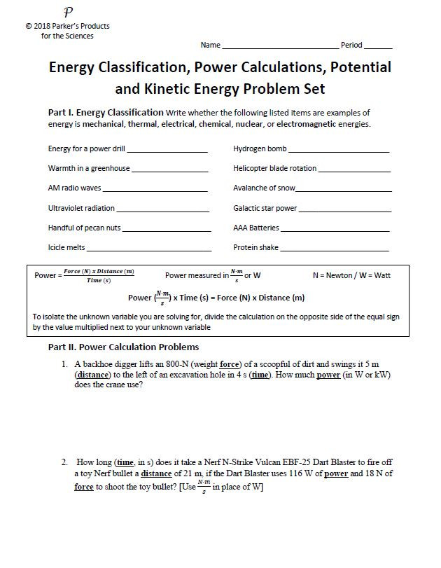 Energy and Power Unit Study Guide - Amped Up Learning