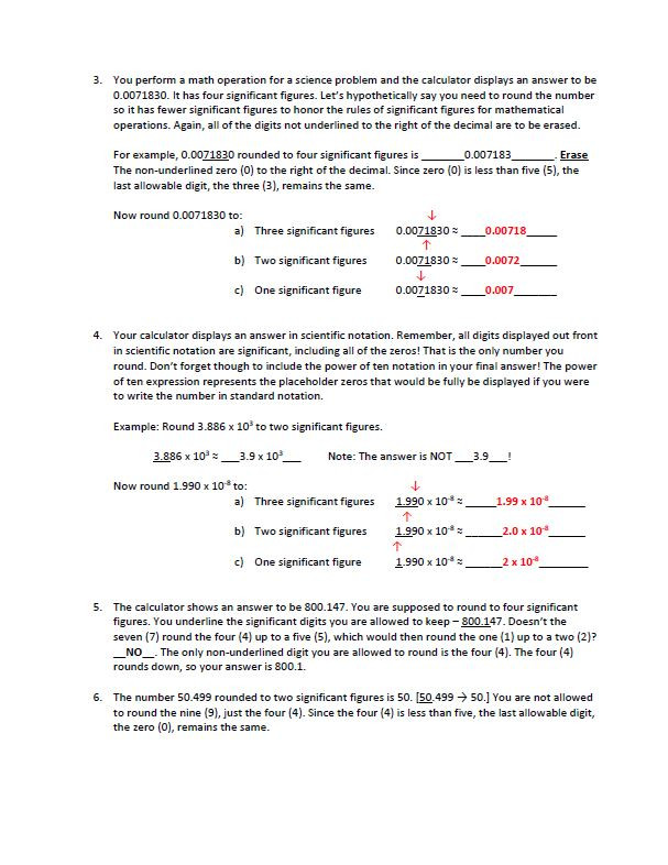 Rounding Numbers to Honor the Rules of Significant Figures Practice ...