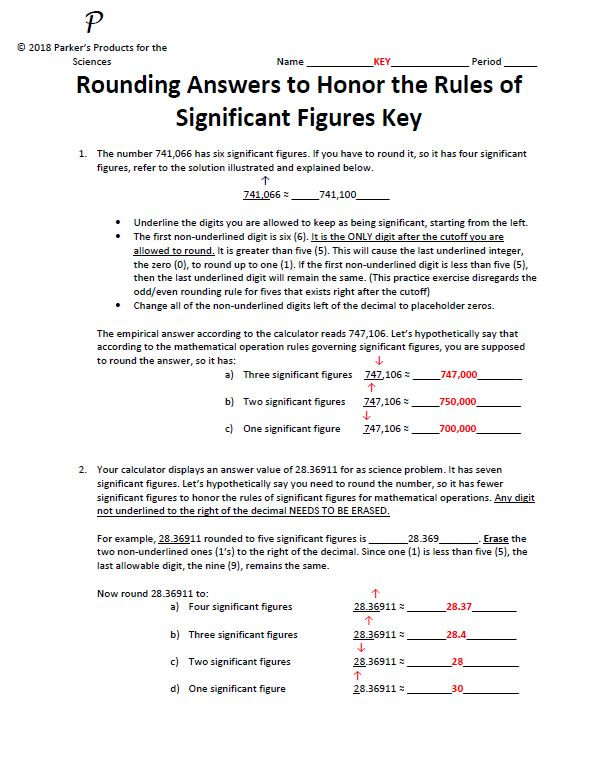 Rounding Numbers to Honor the Rules of Significant Figures Practice ...