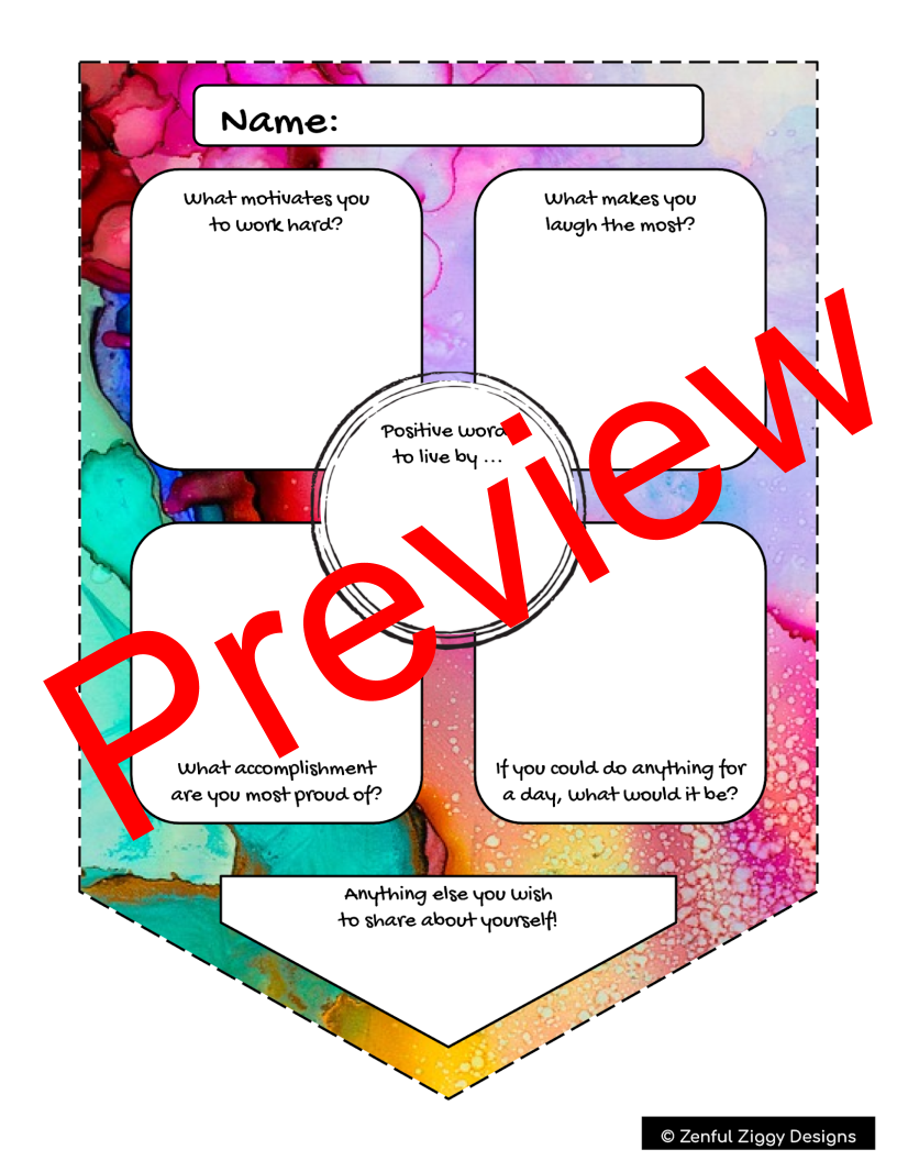 All About Me Watercolour Pennant- Back to School/ First Day Activity ...