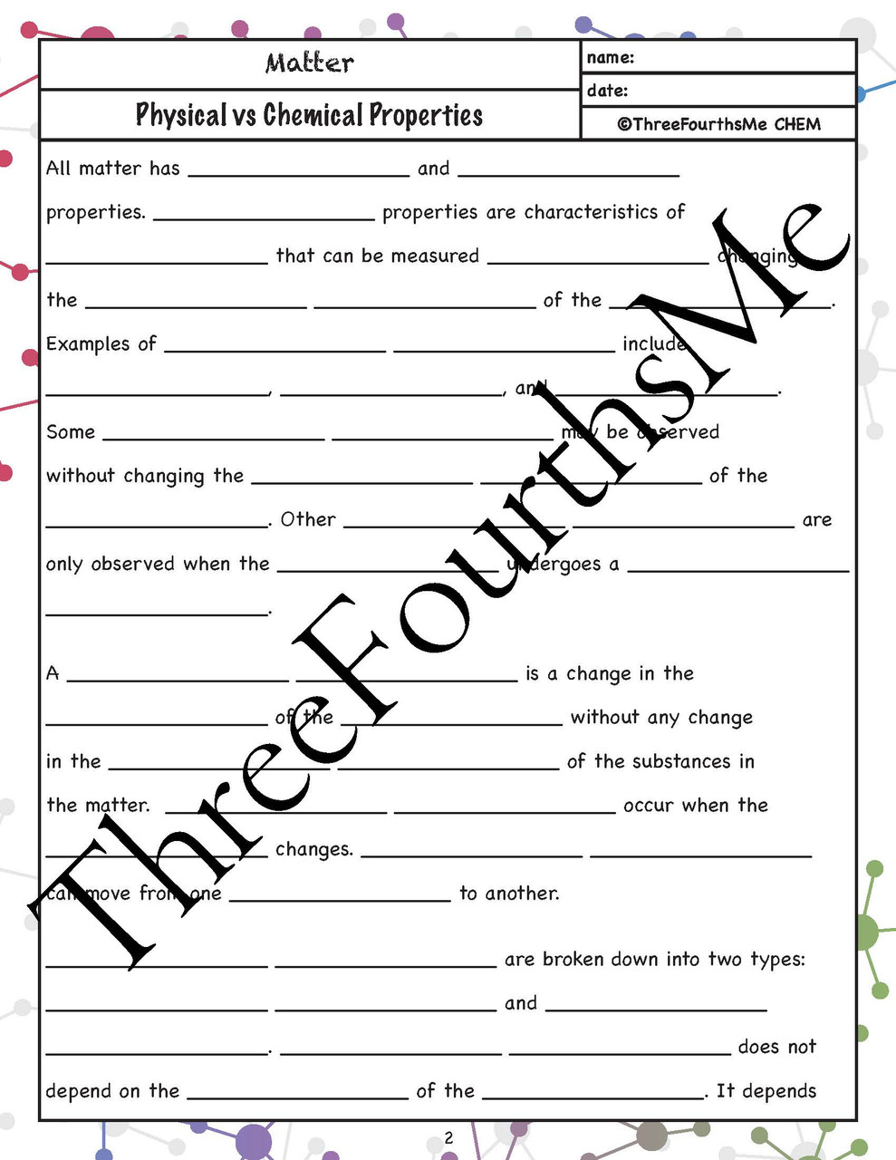 Physical and Chemical Properties Scaffolded Notes - Amped Up Learning