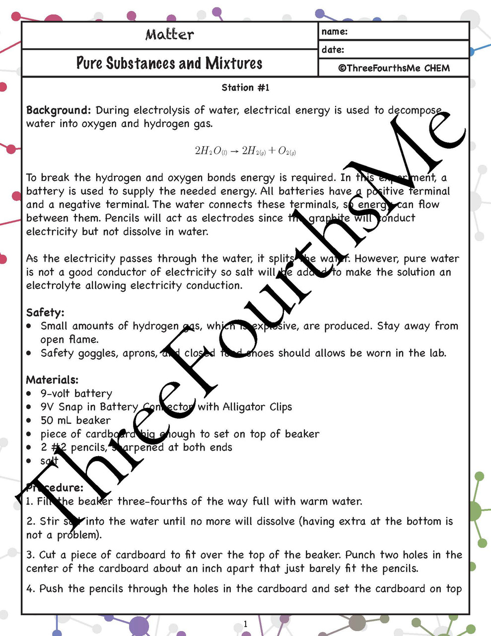 Pure Substances and Mixtures Activities - Amped Up Learning