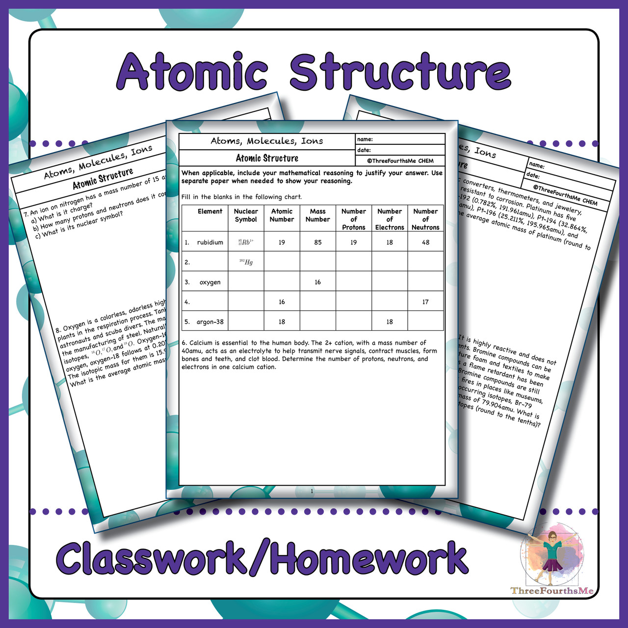 Atomic Structure Classwork / Homework - Amped Up Learning