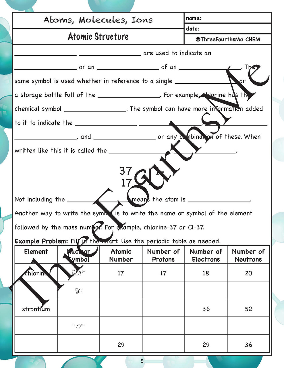 Atomic Structure Scaffolded Notes - Amped Up Learning