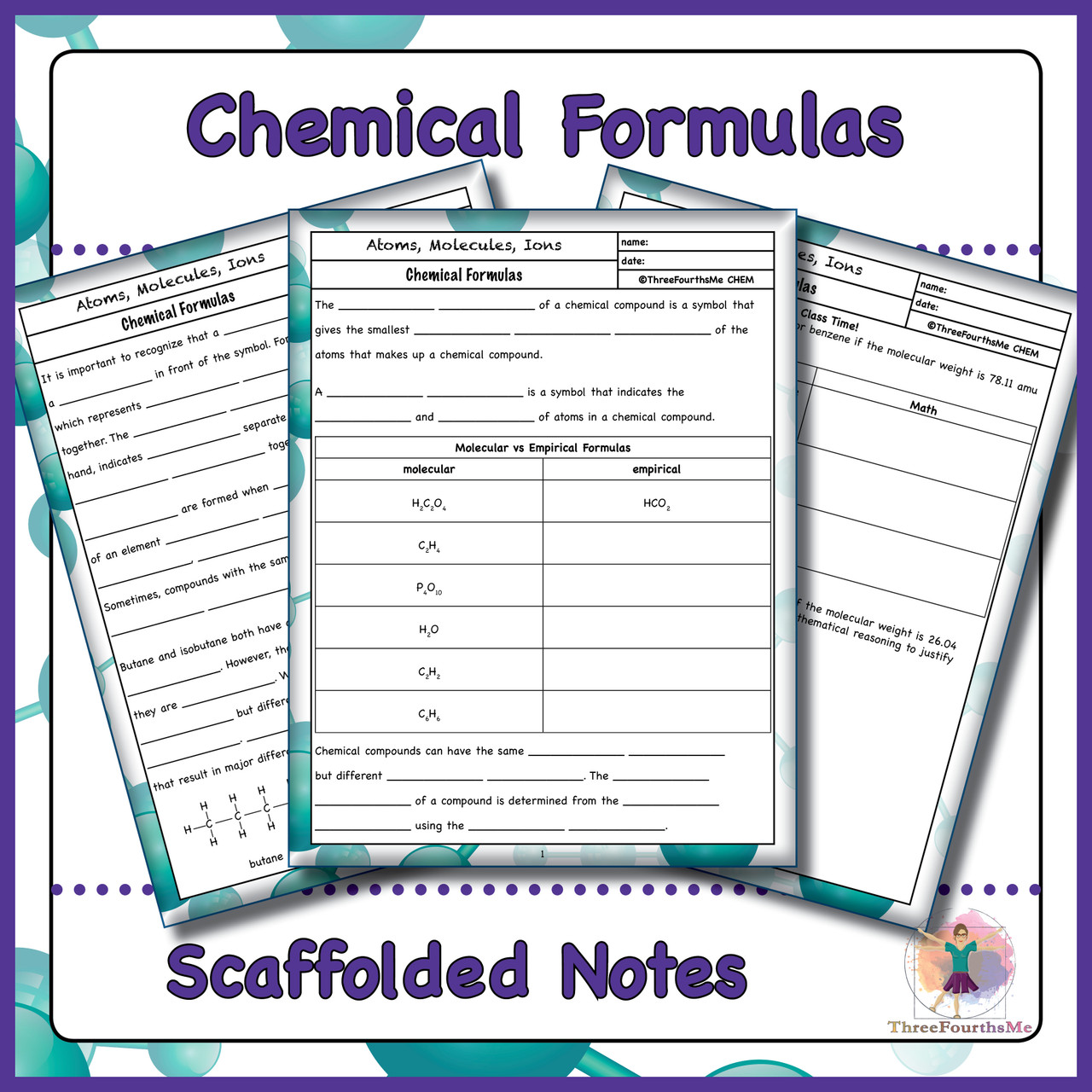 Chemical Formulas Scaffolded Notes - Amped Up Learning