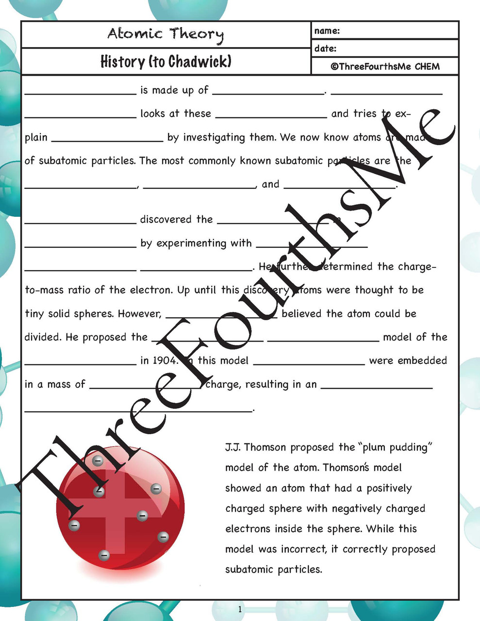 Atomic Theory History Scaffolded Notes - Amped Up Learning