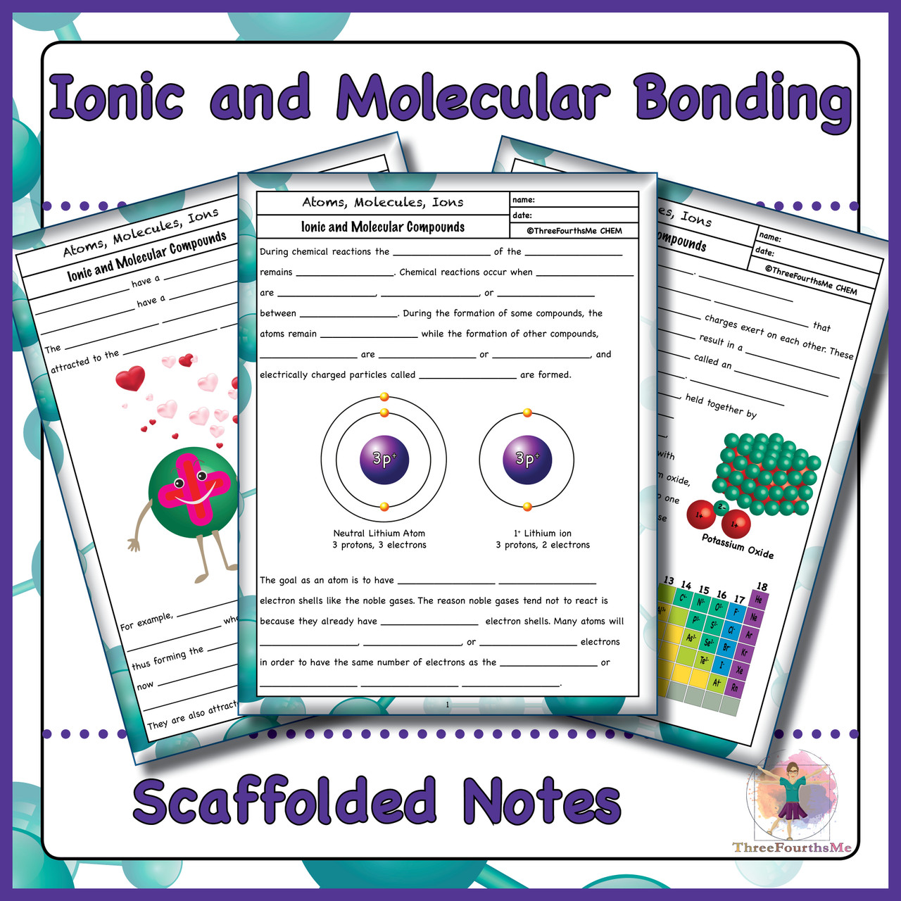 Ionic and Molecular / Covalent Bonding Scaffolded Notes - Amped Up Learning
