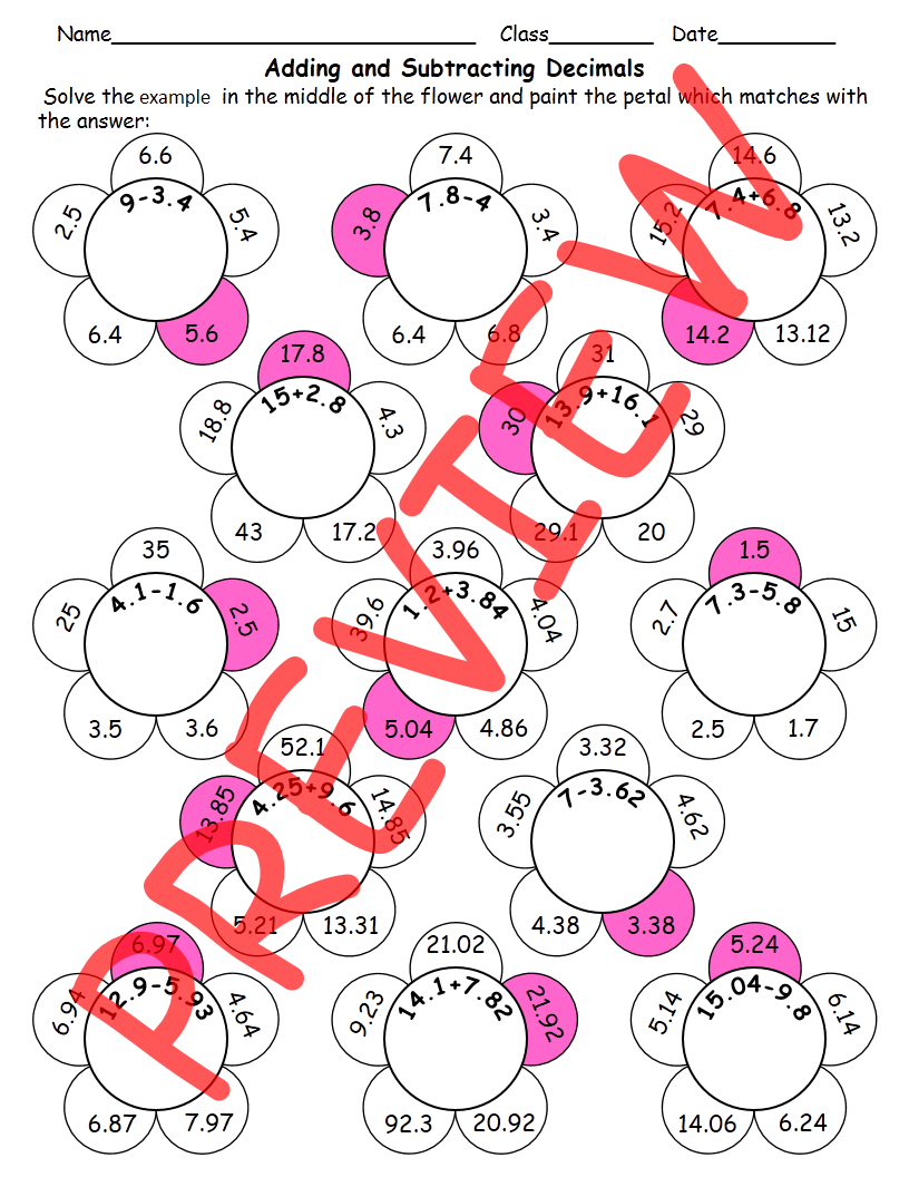 Adding and Subtracting Decimals - Amped Up Learning