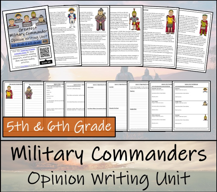 Greatest Military Commander Opinion Writing Unit | 5th Grade & 6th ...