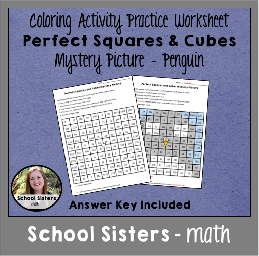 Perfect Squares and Cubes Mystery Picture - Penguin - Amped Up Learning
