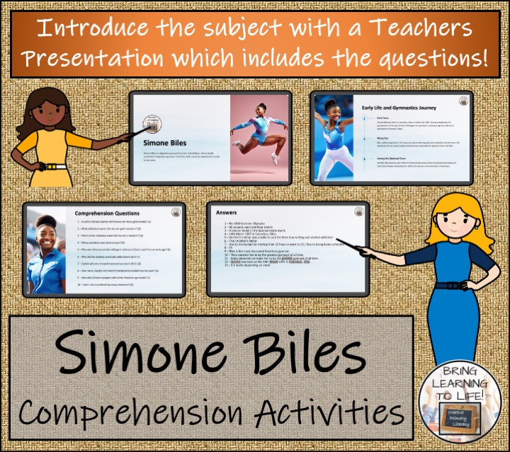 Simone Biles Close Reading Comprehension Activities | 5th Grade & 6th ...