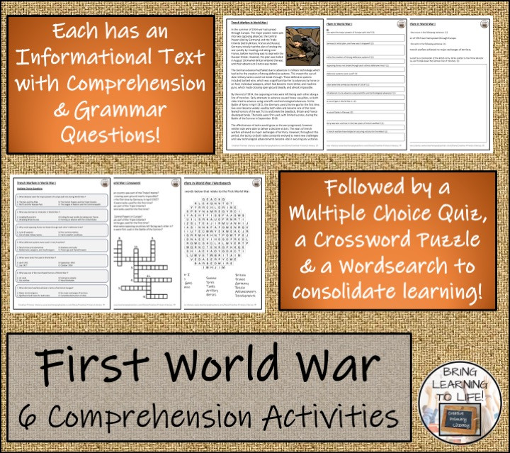 First World War Close Reading Comprehension Bundle | 5th Grade & 6th ...
