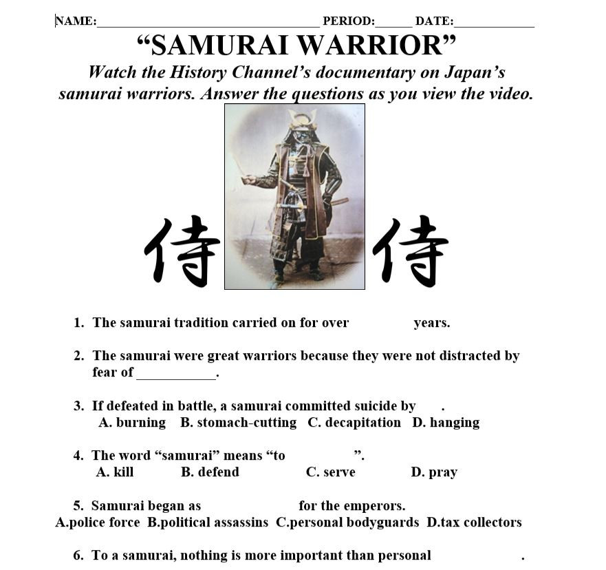 Feudal Japan - Powerpoint and Guided Student Notes with Samurai Video ...
