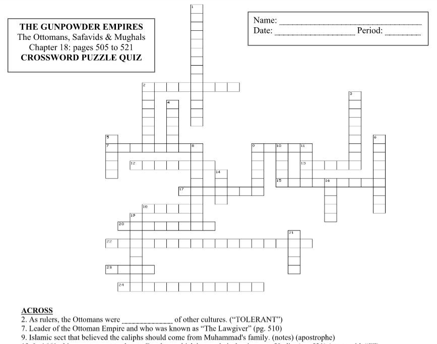 Gunpowder Empires Map and Crossword Puzzle - Amped Up Learning