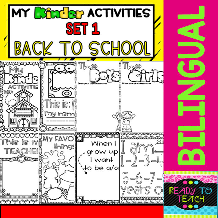 Back to School - My Kinder Activities - Bilingual Worksheets #Set 1 ...