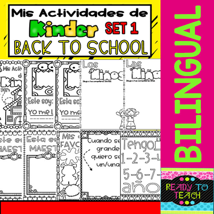 Back to School - My Kinder Activities - Bilingual Worksheets #Set 1 ...