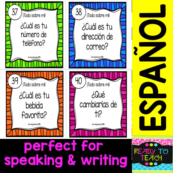 Spanish Task Cards - All About me - Todo sobre Mi - 40 Task Cards ...